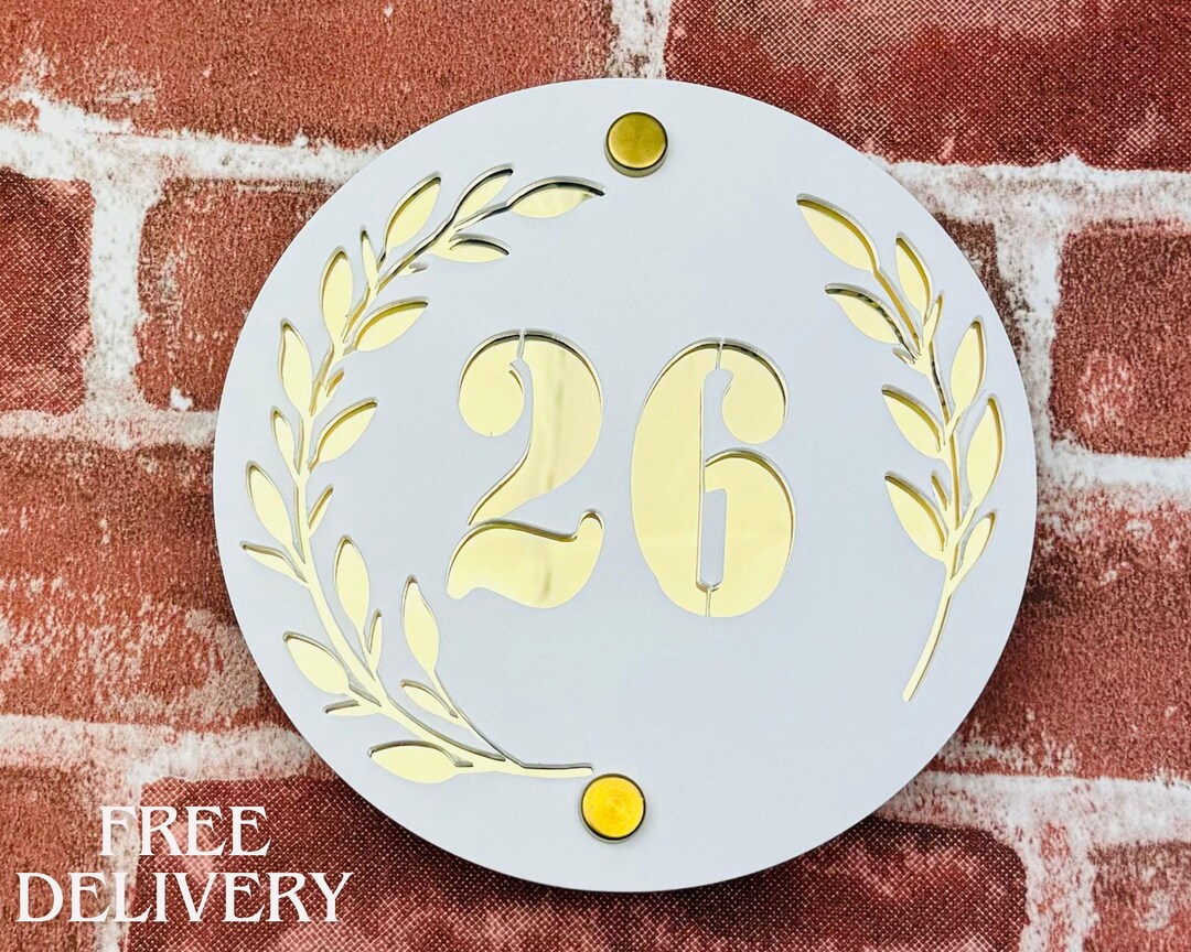 Modern Circular House Number Sign, Contemporary Round Address Plaque - Etsy