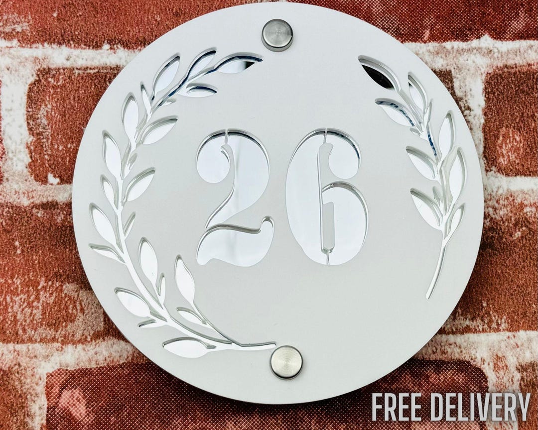 Modern Circular House Number Sign, Contemporary Round Address Plaque - Etsy