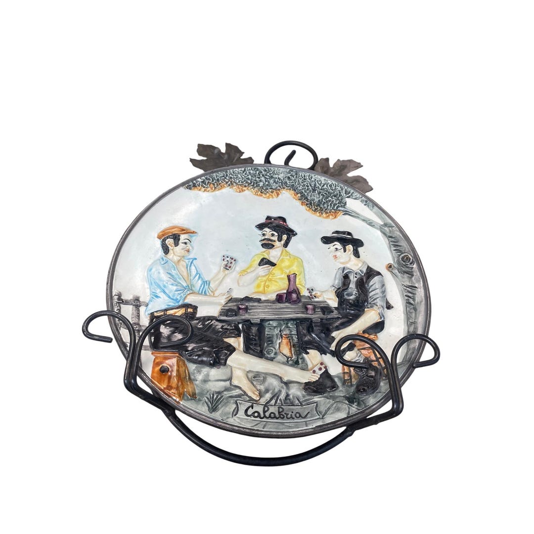 Mid Century Calabria Italian VTG Ceramic Raised Scene Hand Painted Wall ...