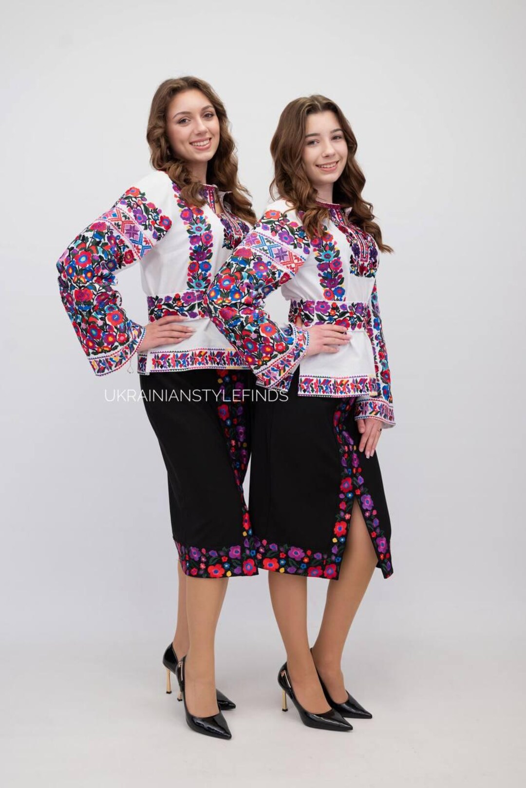 Ukrainian Suit With Colorful Flowers, Ukrainian Style, White Cotton ...
