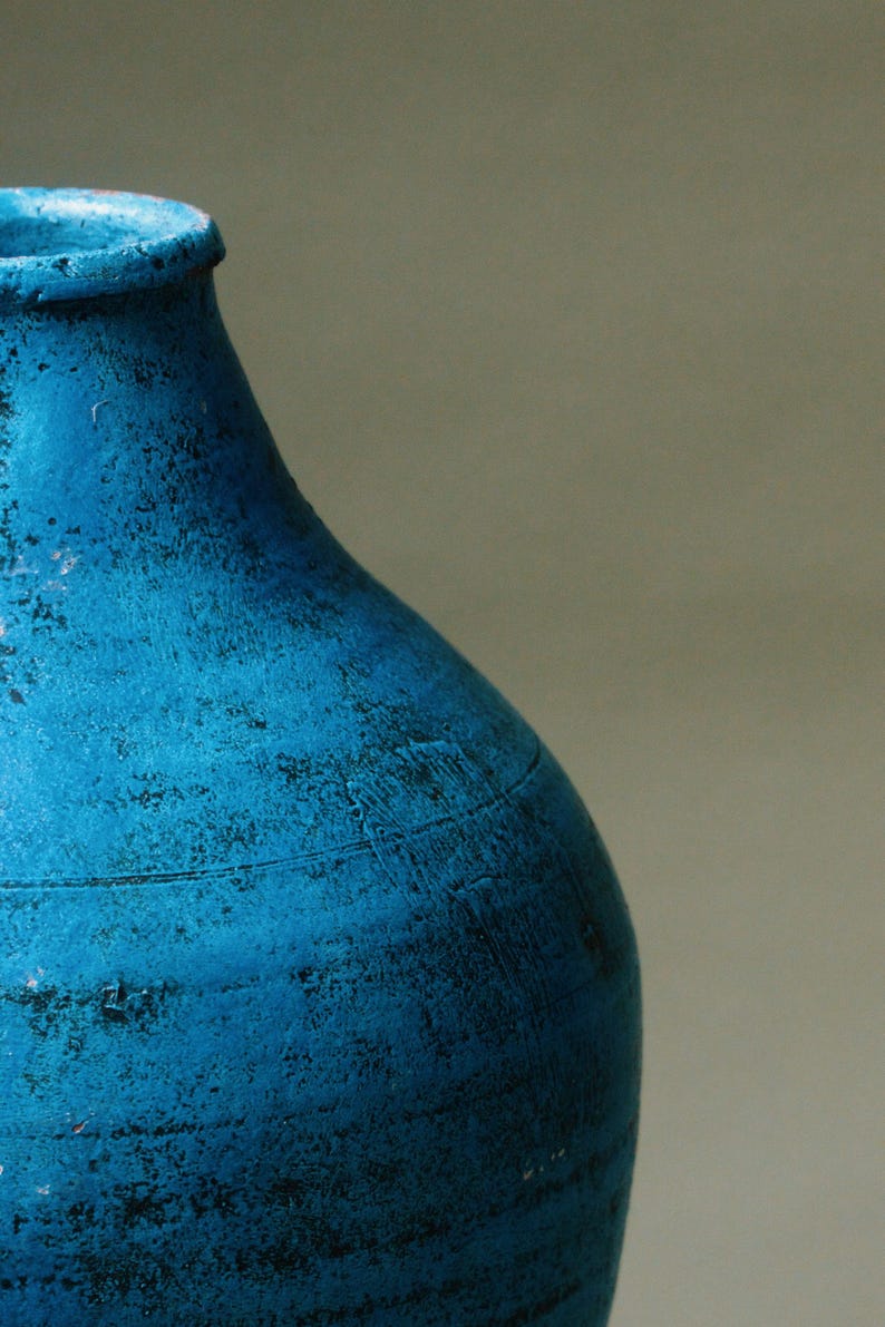 Handmade Blue Terracotta Vase Rustic Amphora Pottery Vintage ...