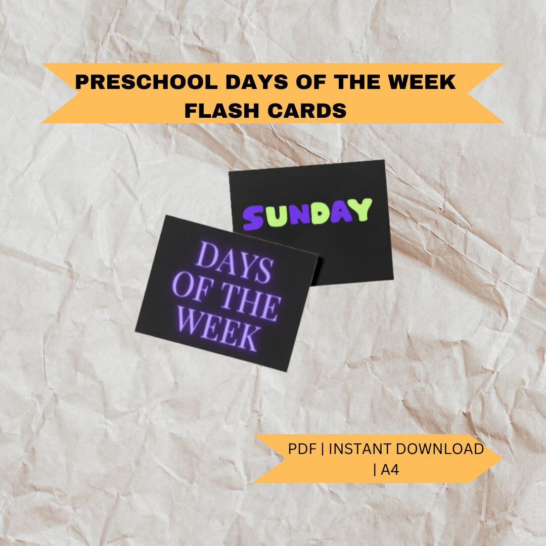 Days of the Week Flash Cards, Educational Cards, Learning the Days of ...