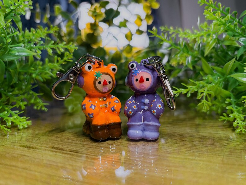 Frog Keychain – Polymer Clay Mini OOAK Character, Handmade Purple ...