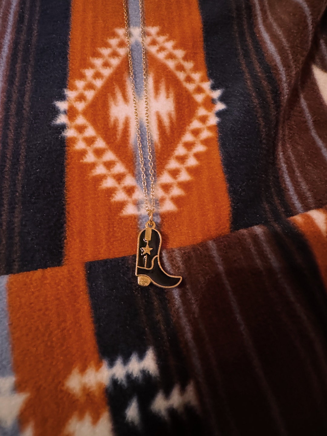 Black and Gold Cowboy Boot Necklace - Etsy