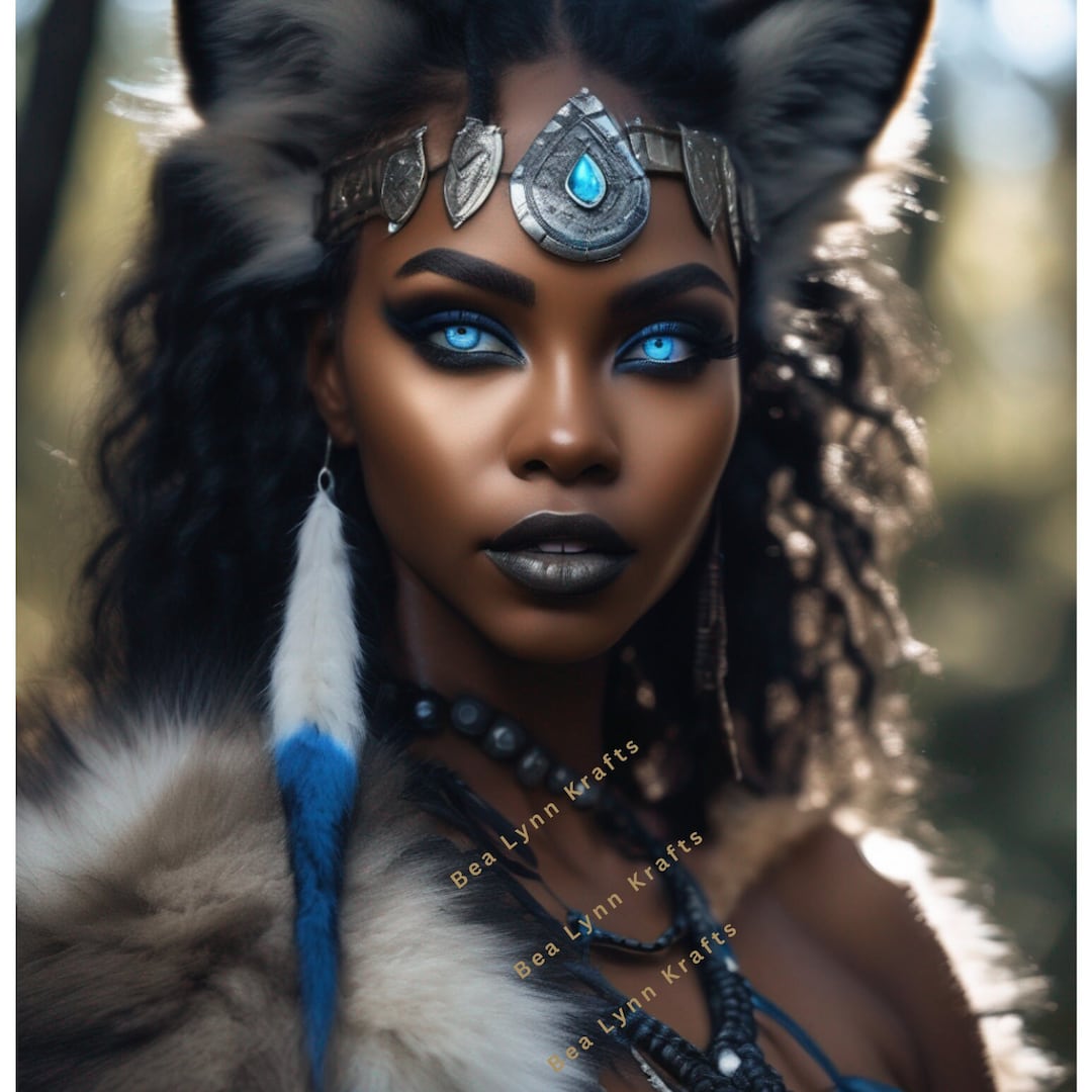 Nubian Seraph: Blue-eyed Warrior Goddess Crowned in Valor, Black ...