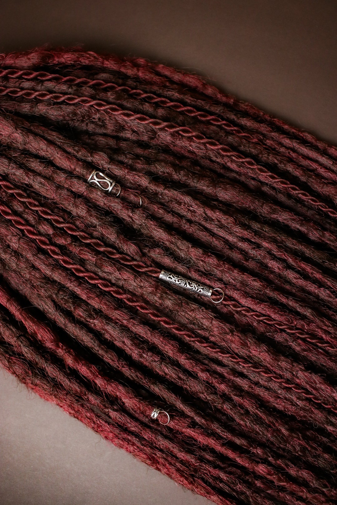 Full Set of Burgundy Long Crochet Synthetic Double Ended DE Dreads With ...