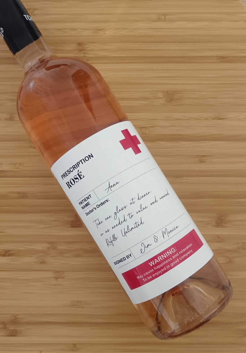 Personalised Prescription Wine Label Red, White, Rose Wine Funny Wine ...