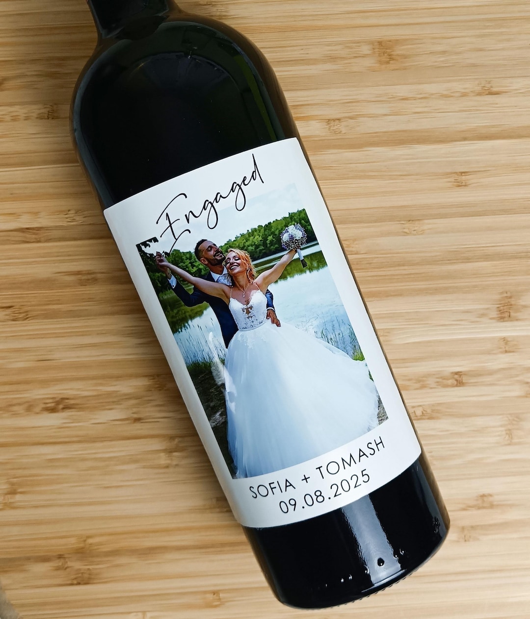 Personalized Wedding Photo Label - Custom Engagement Wine Label ...
