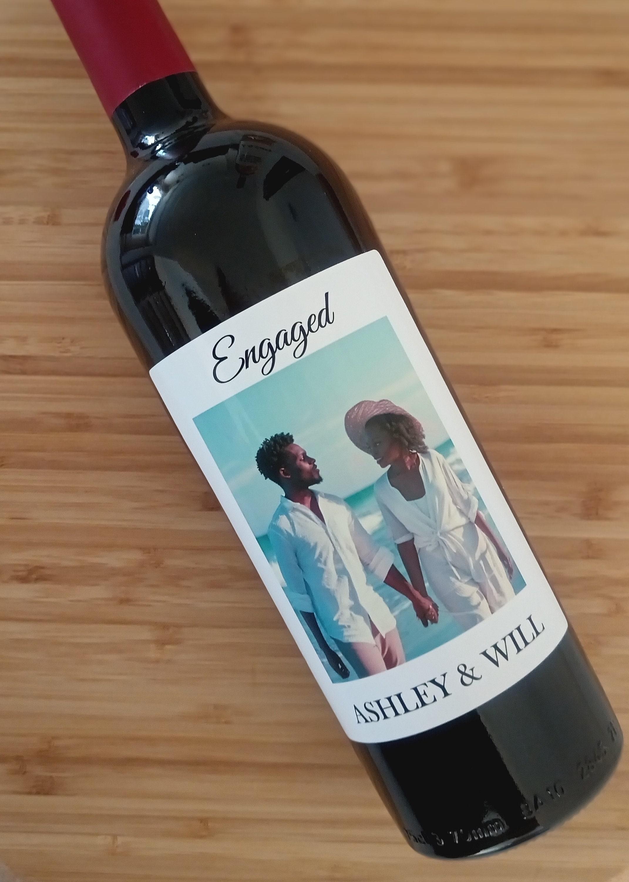 Personalized Engagement Label - Custom Photo Wine Label - Wedding Wine ...