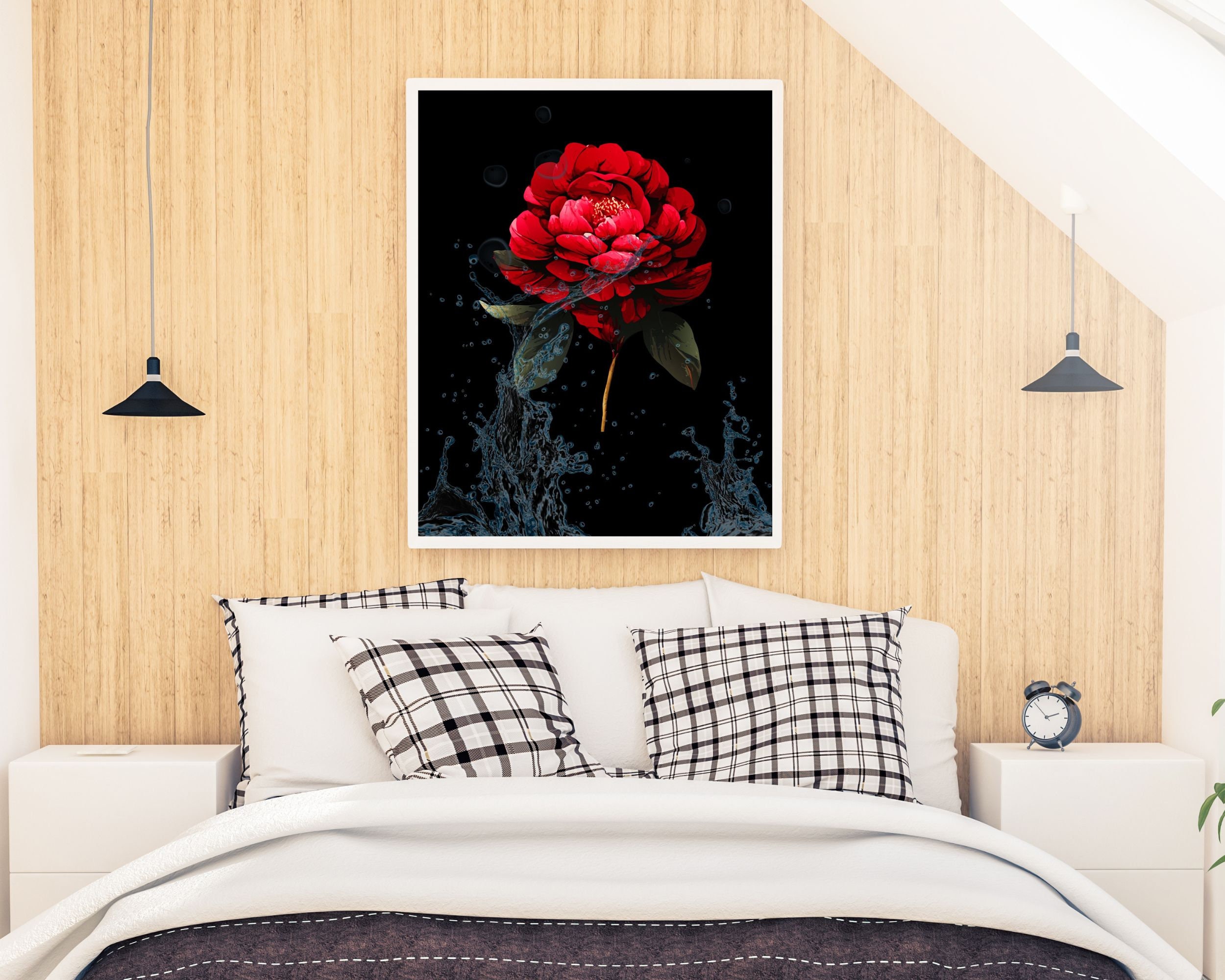 Printable Red Rose Waterdrops Wall Art. Rose Wall Art. Floral Wall Art ...
