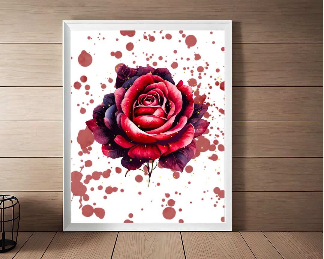 Printable Red Rose Wall Art Flower Wall Art Rose Wall Art Digital ...