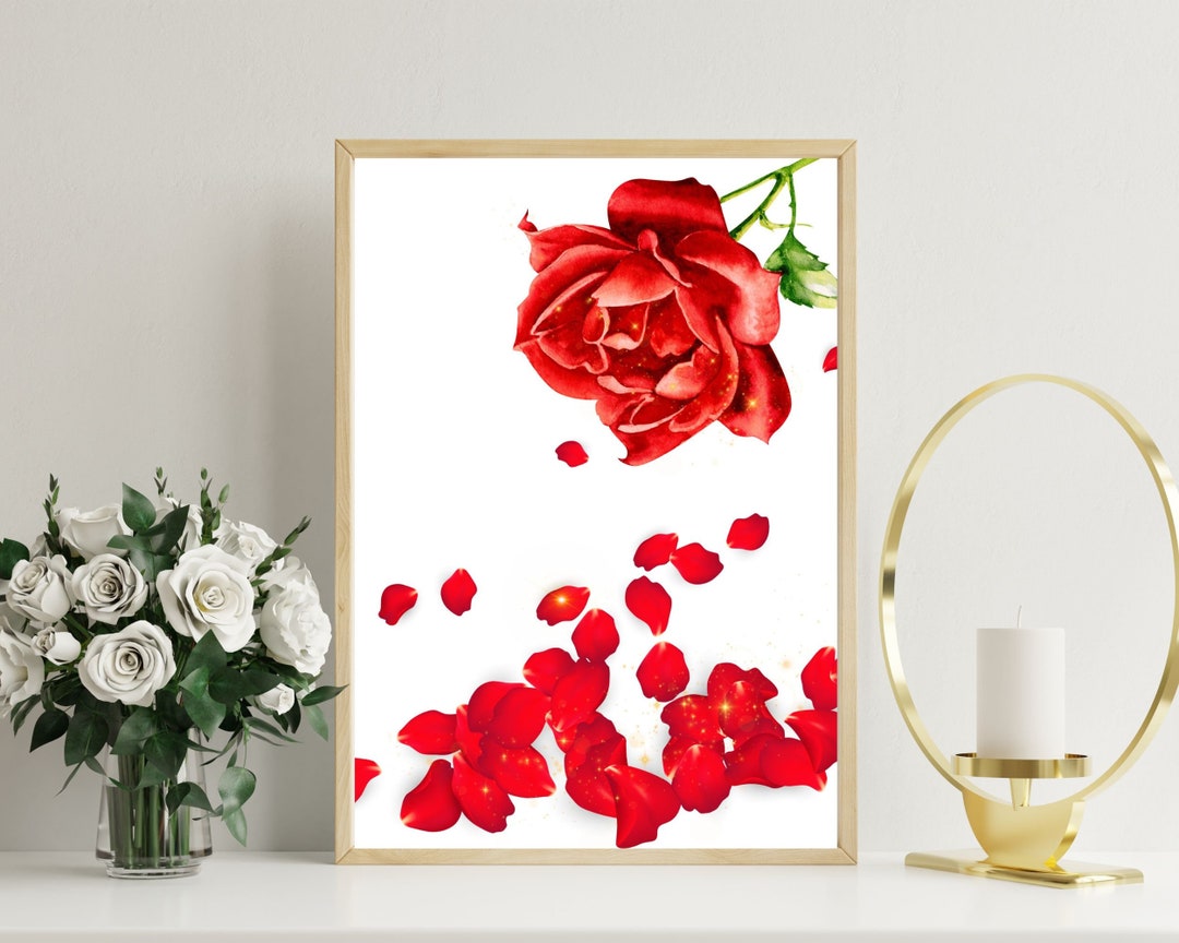 Printable Red Rose Wall Art, Red Rose Wall Art,digital Download Red ...