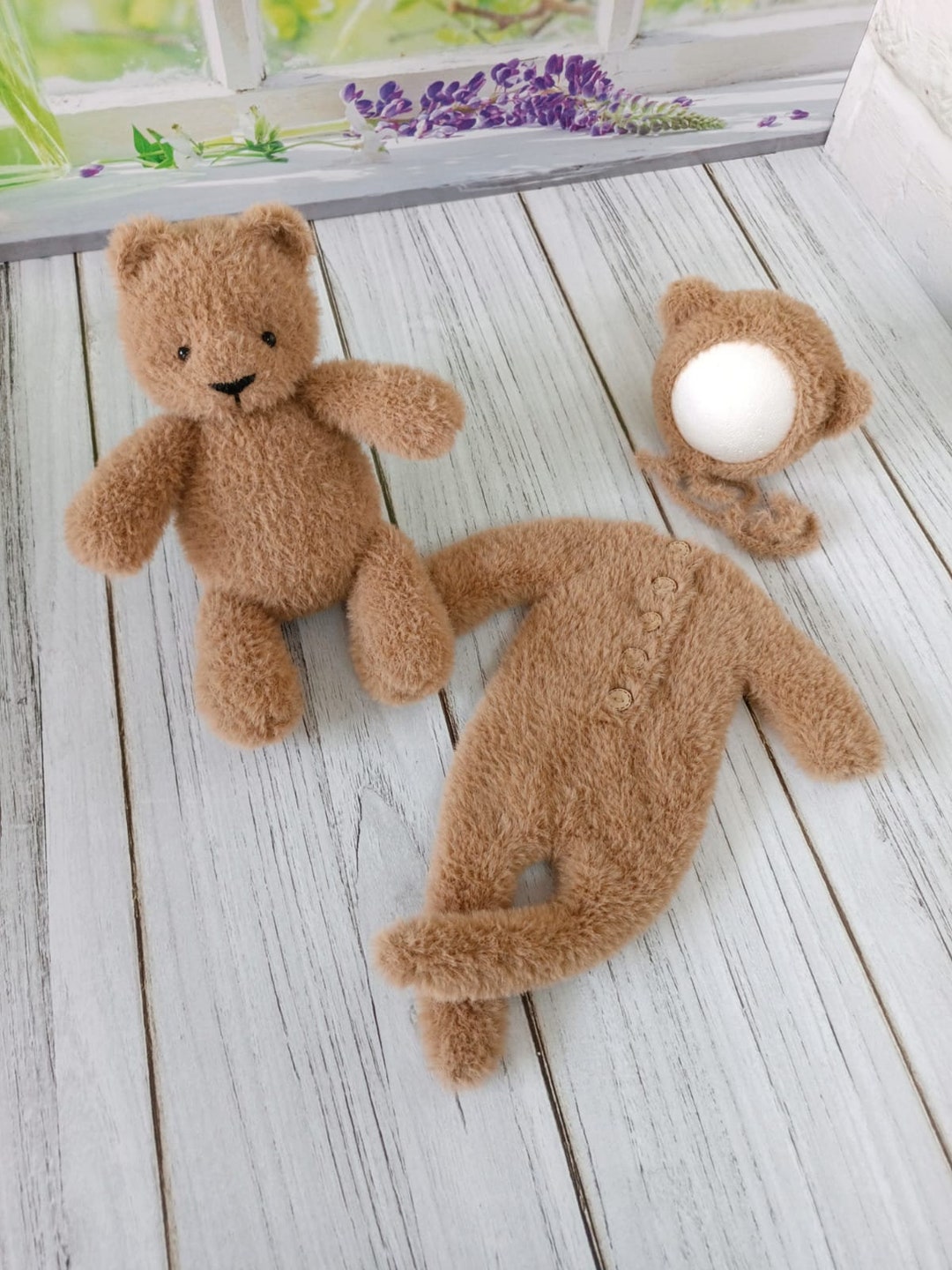 Newborn Knitted Bear Outfit Large Knitted Tedy Bear Bear Hat and ...