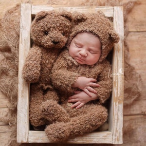 Newborn Knitted Boucle Bear Toy and Romper Set ,newborn Photography ...