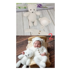 Newborn Knitted Boucle Bear Toy and Romper Set ,newborn Photography ...