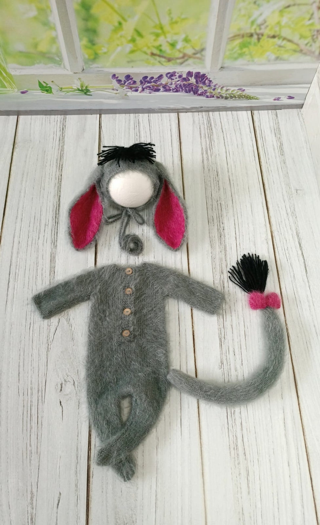 Knitted Eeyore Donkey Costume Outfit Newborn Photography Props ...