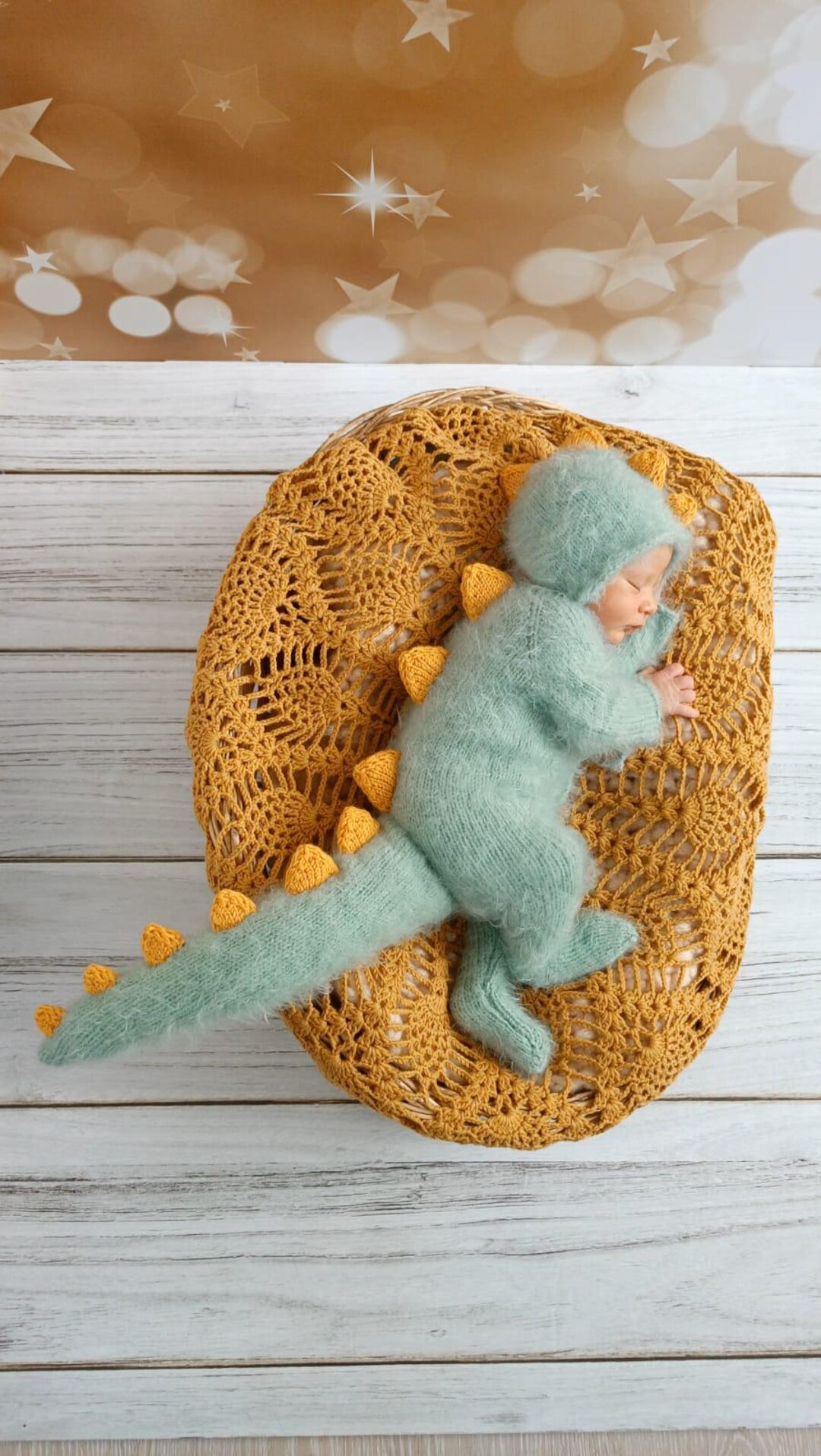 Newborn Knit Dinosaur Outfit Knit Dinosaur Hat and Rompers Set Baby ...