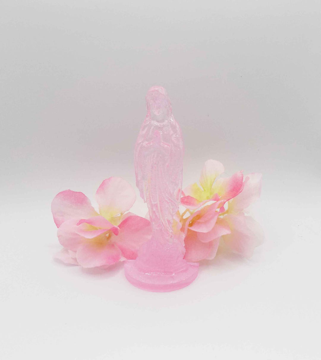 Small Virgin Mary Figure - Virgin Mary Statue - Clear Light Pink Virgin ...