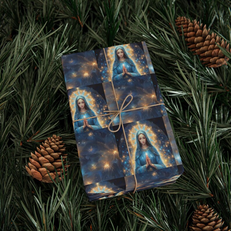 Virgin Mary Gift Wrapping Paper Praying Mary Religious Gift Wrap Paper ...