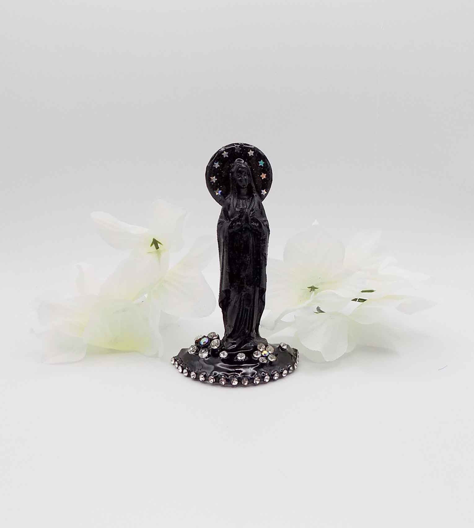 Black Virgin Mary Mini Figurine Moon Goddess Religious, Spiritual Home ...