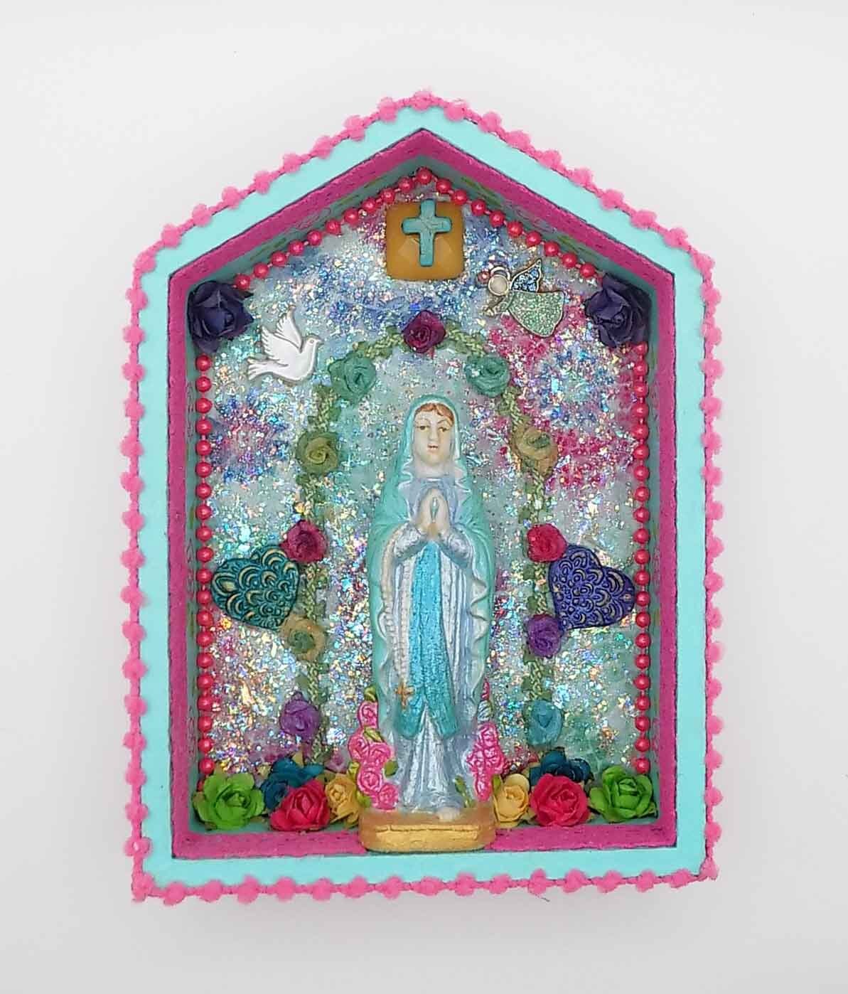 Virgin Mary Shrine, Niche, Nicho Our Lady of the Roses Wall Hanging ...