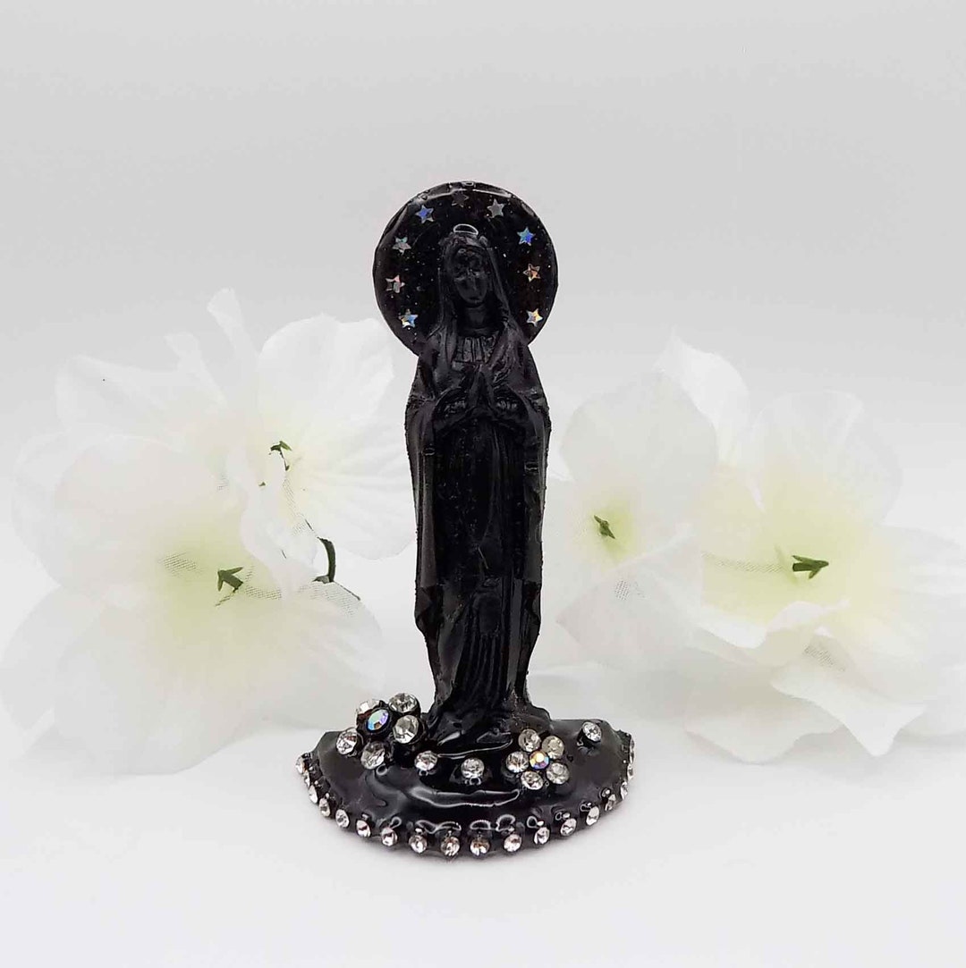 Black Virgin Mary Mini Figurine Moon Goddess Religious, Spiritual Home ...