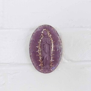 Mini Virgin Mary Shrine - Wall Hanging Shrine - Plum Purple Virgin Mary ...