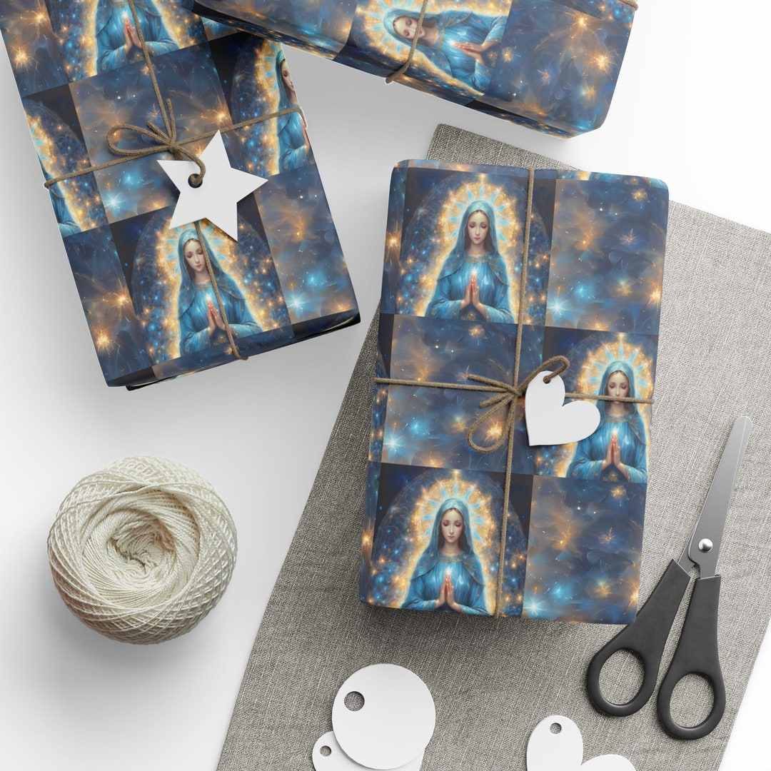 Virgin Mary Gift Wrapping Paper Praying Mary Religious Gift Wrap Paper ...