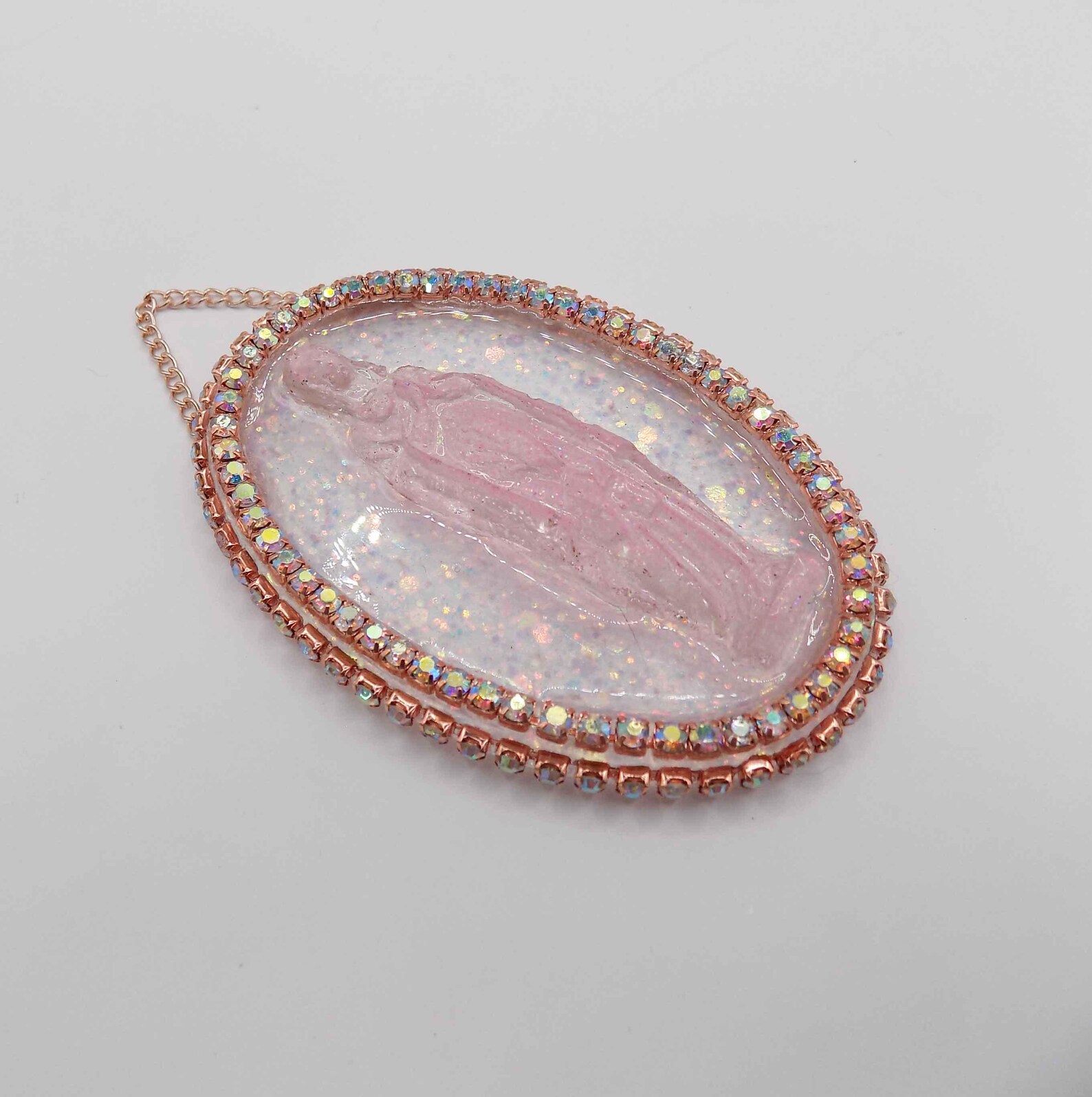 Mini Rhinestone Virgin Mary Shrine - Wall Hanging Shrine - Pink Virgin ...