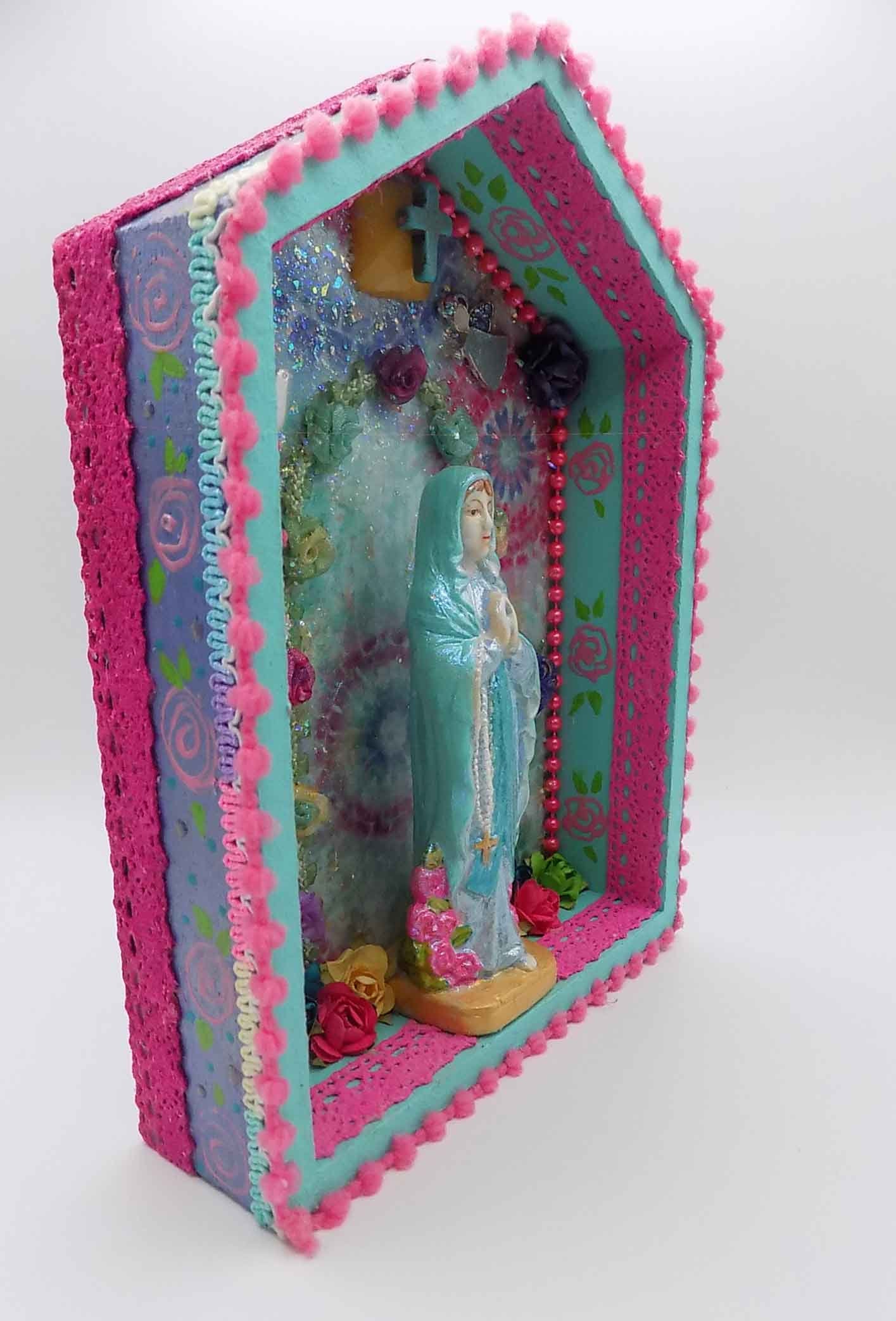 Virgin Mary Shrine, Niche, Nicho Our Lady of the Roses Wall Hanging ...