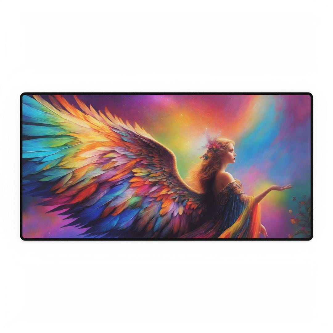 Rainbow Angel Desk Mat Keyboard Mat Desk Accessory Gaming Mouse Pad 2 ...