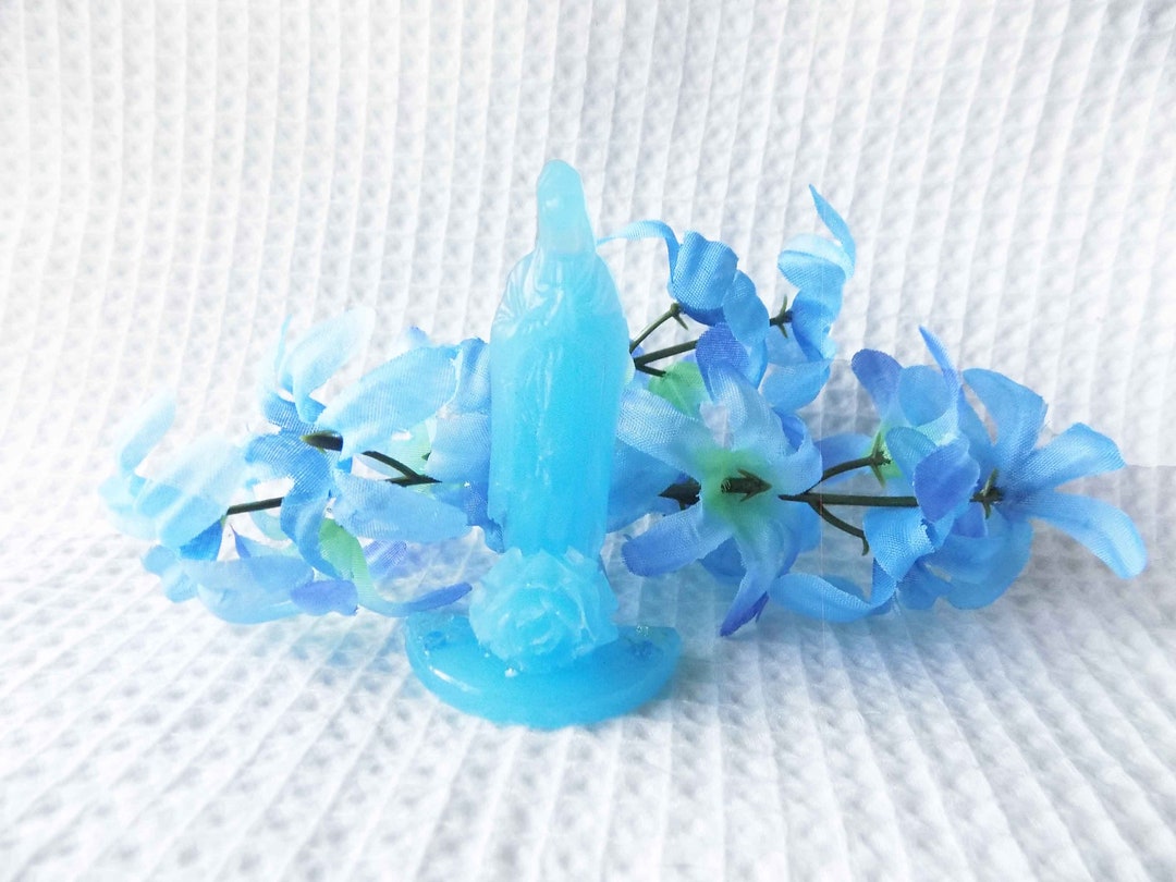 Virgin Mary Figurine Mini Virgin Mary Statue Blue Glow in the Dark Mary ...
