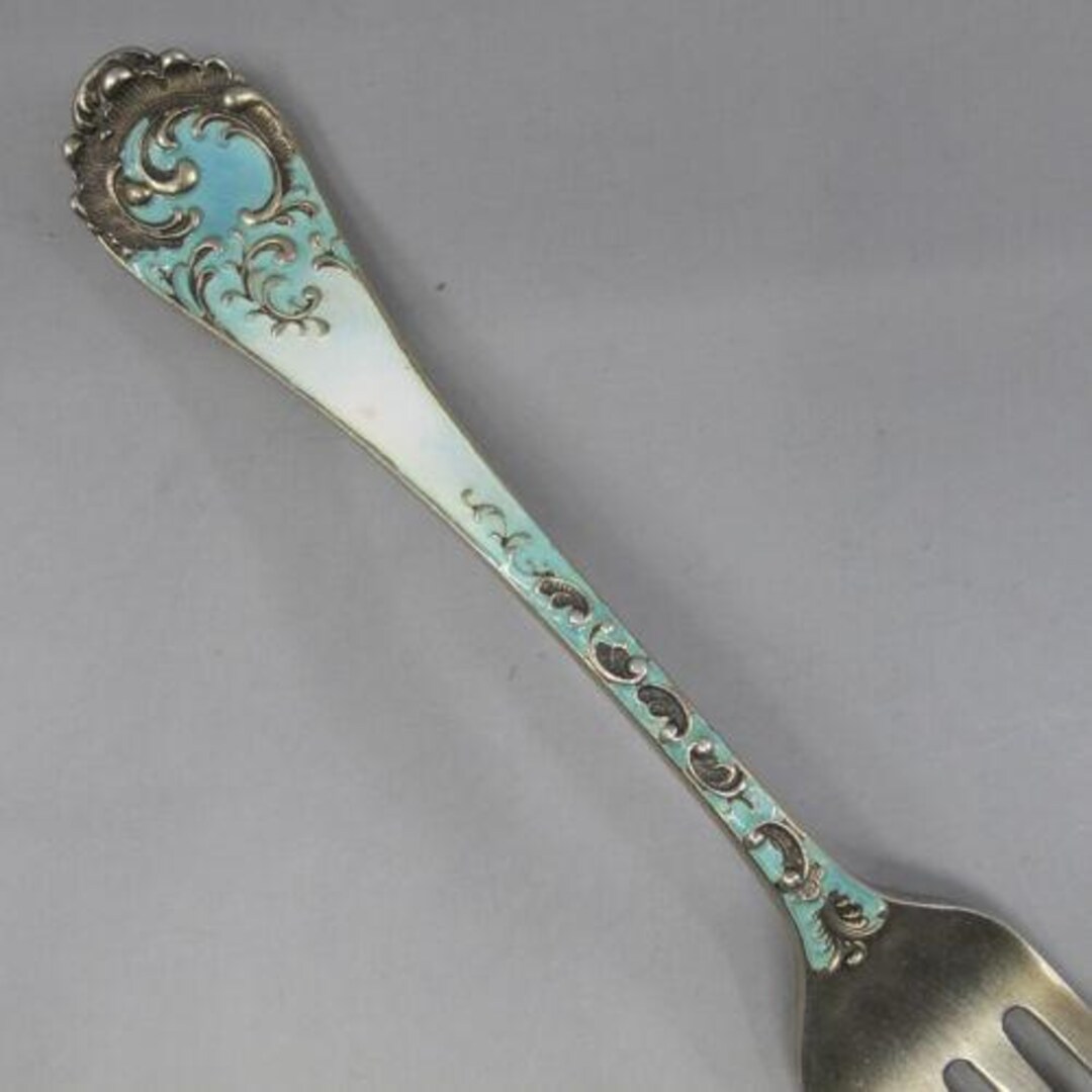 Maintenon by Shiebler Enamelled Sterling Silver 7 5/8" Serving Fork 87G ...