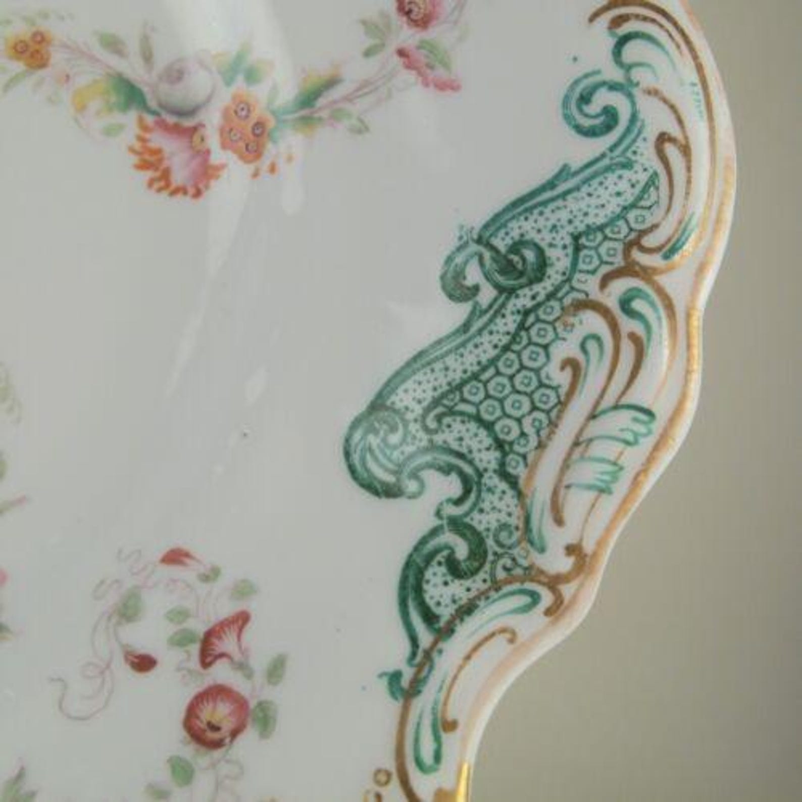 19th C COPELAND C1851-1885 Porcelain Side Handled Dessert Serving Dish ...
