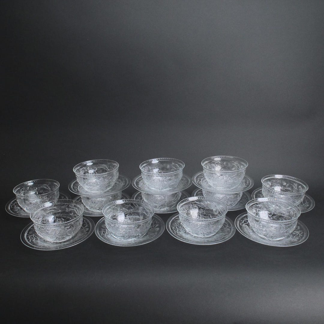 WEC43 by Thomas Webb & Corbett Set 12 Finger Dessert Bowls Underplates ...