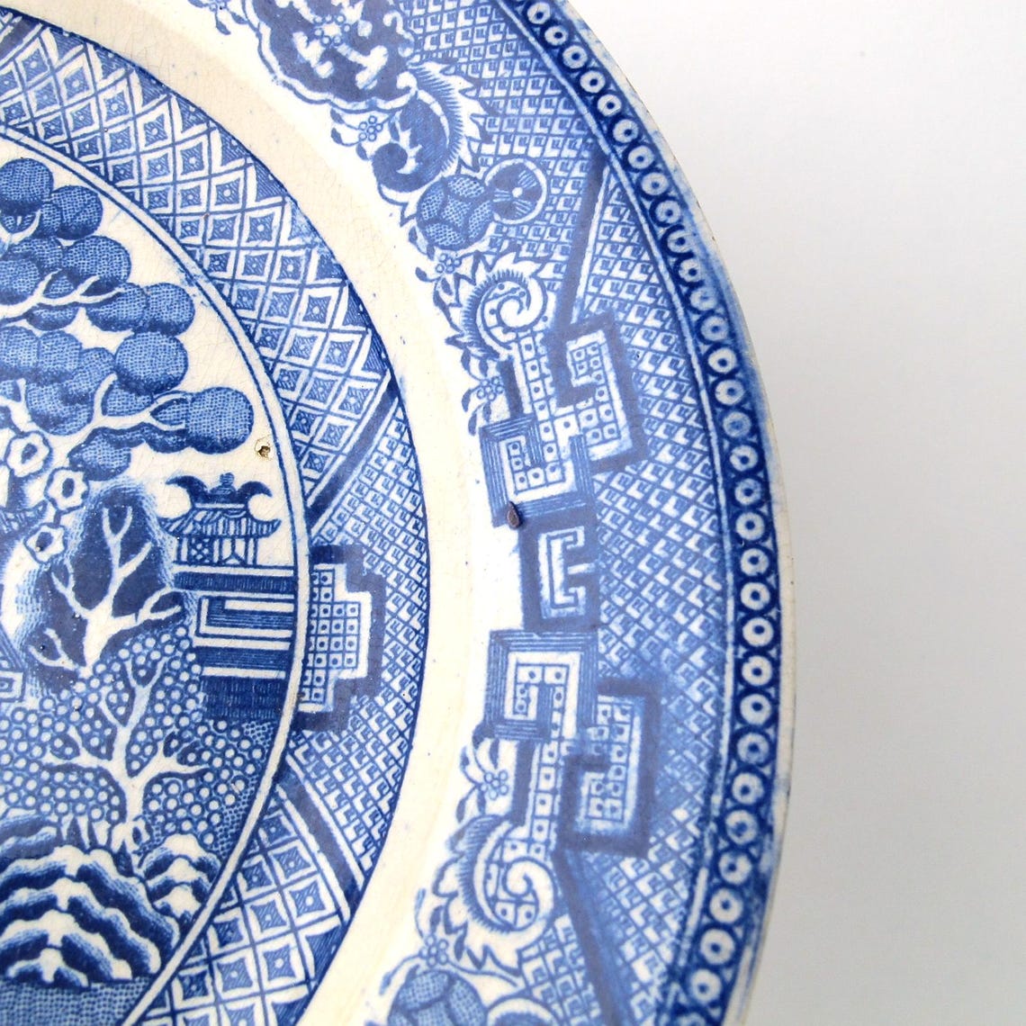 Blue Willow Pearlware 8 1/2 Set of 4 Dessert Plates Georgian Victorian ...