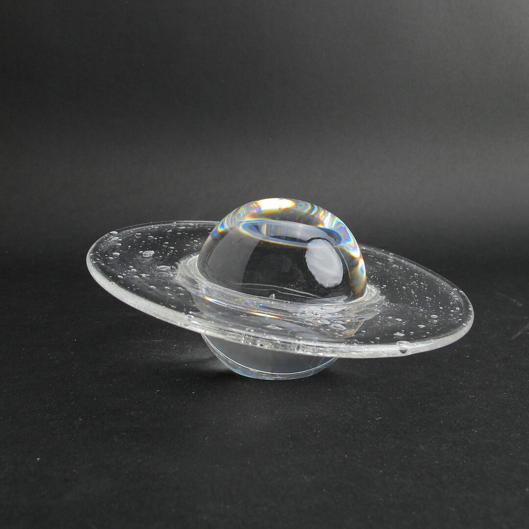 Steuben Glass 5 1/4" Planet Saturn Paperweight 8609 James Noll C1990 ...