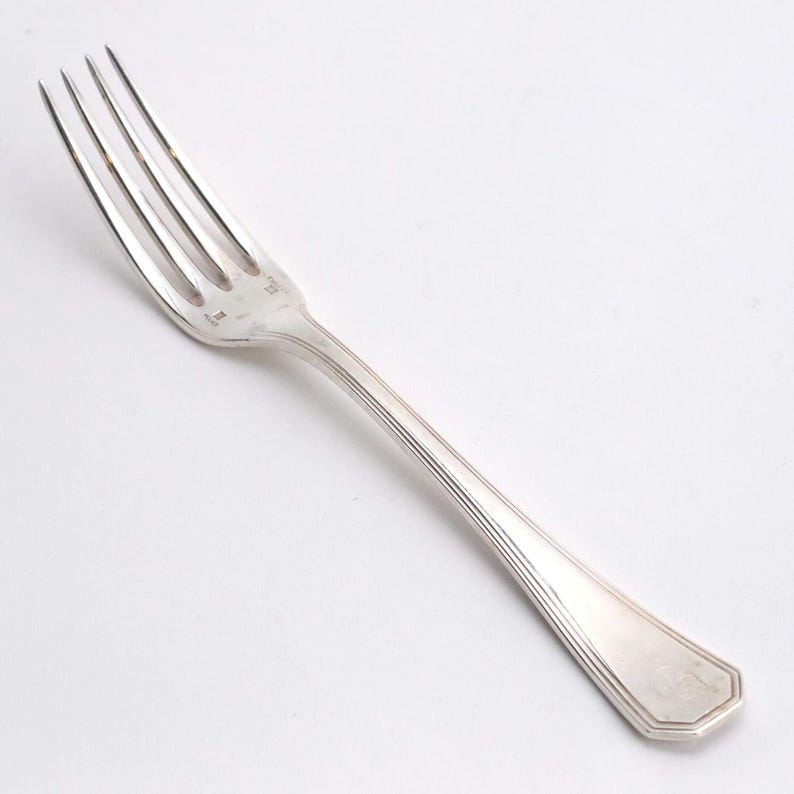 AMERICA by CHRISTOFLE Silverplate 8 1/8 Dinner Forks MONOGRAM g Art ...