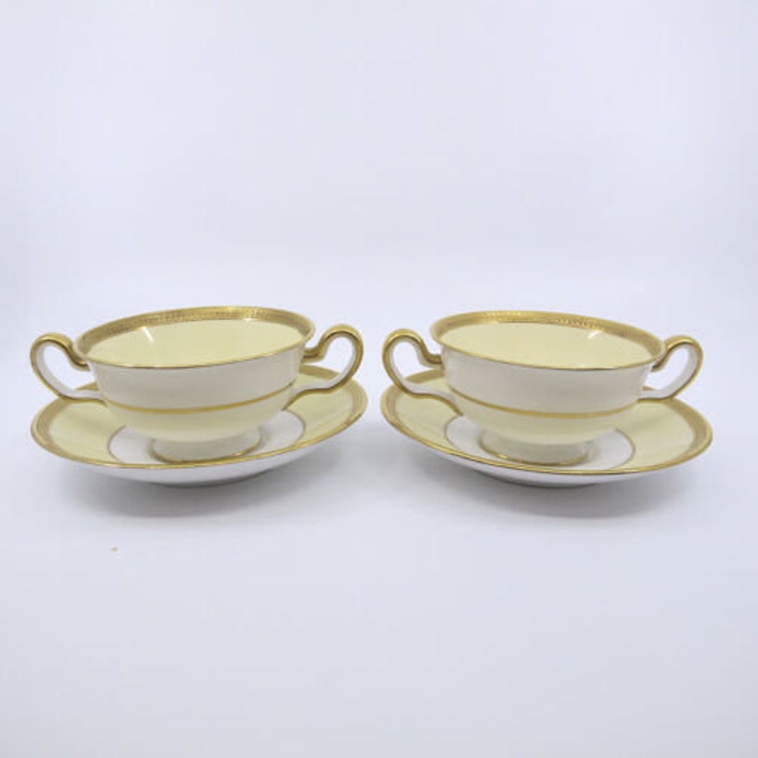 A38 by Spode C1927 English Porcelain Pair Bouillon Cups and Saucers ...