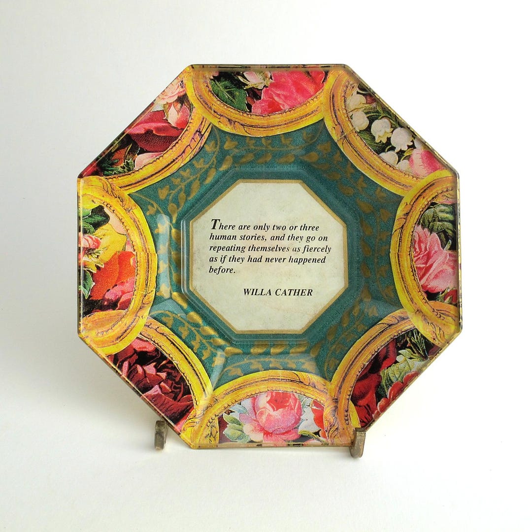 Durwin Rice Decoupage Glass Octagonal Plate Trinket Dish With Willa ...