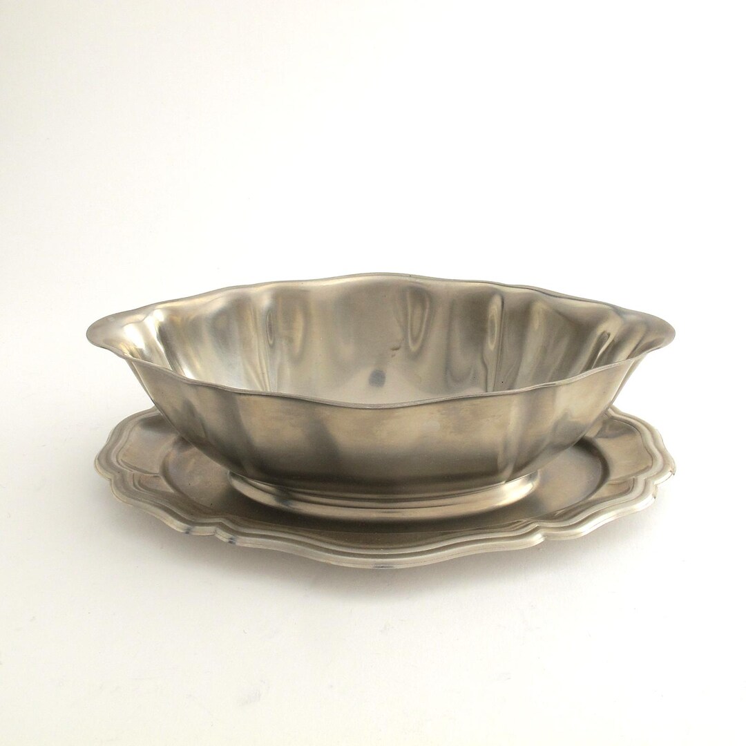 Letang & Remy Stainless Gravy Boat Attached Underplate VTG Inox France ...