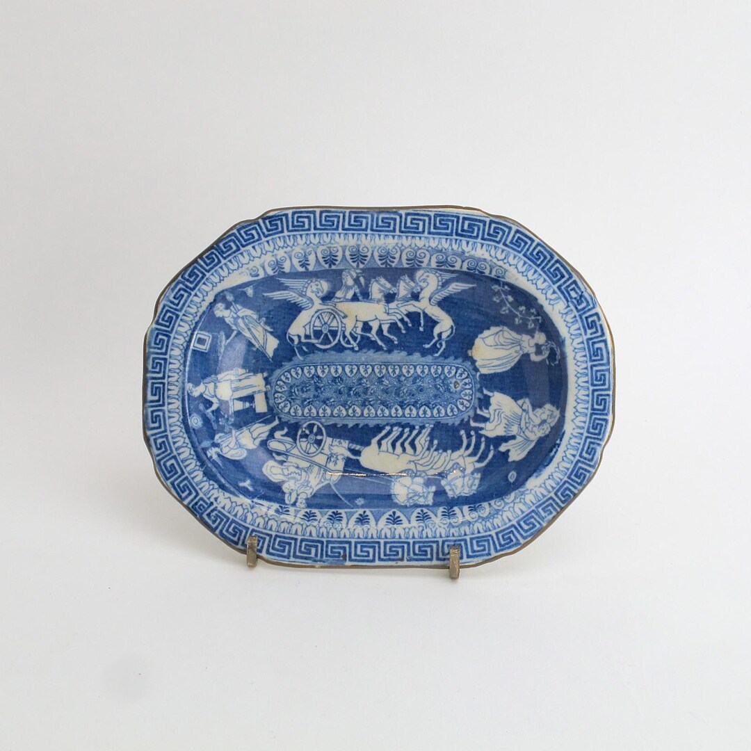 Neoclassical Greek by Herculaneum Pottery C1820 Transferare Small Oval ...