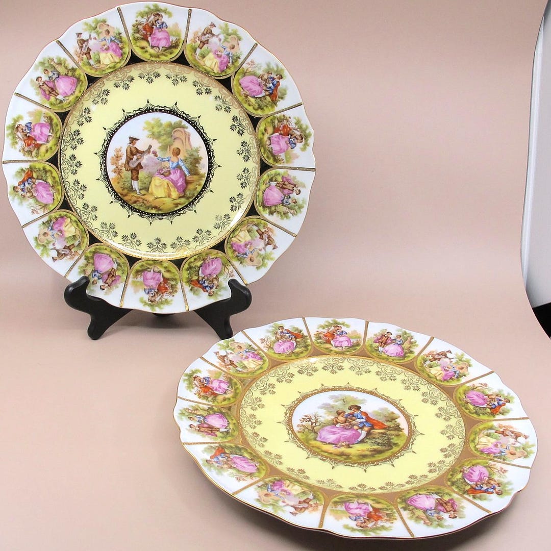 Fragonards Love Story by JKW Josef Kuba 2 Dinner Plates Courting ...