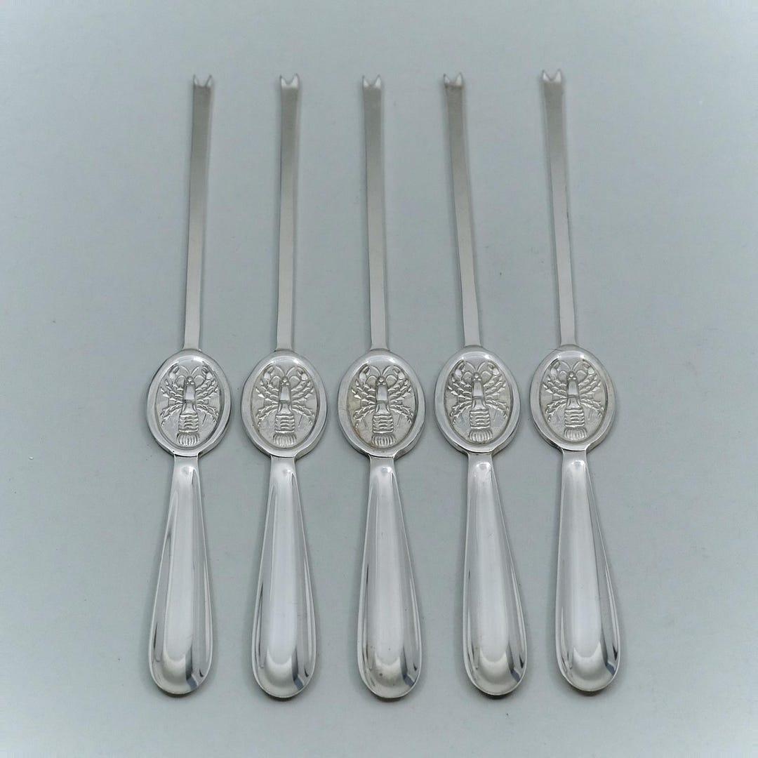 Prima NS Alp Alpacca Sweden Silverplate 8" Set of 5 Lobster Picks No ...