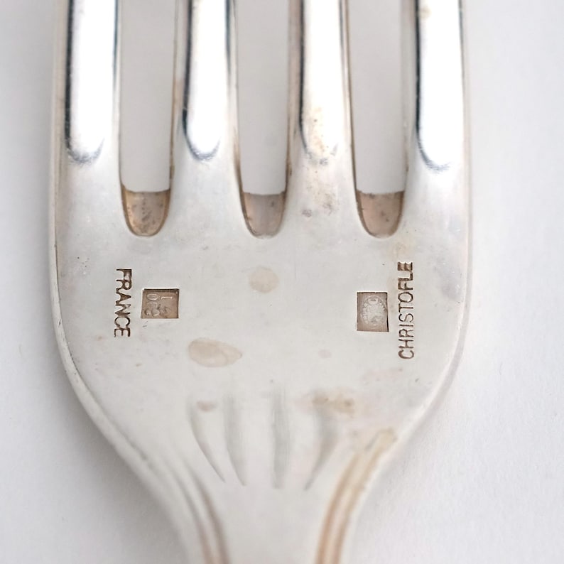 AMERICA by CHRISTOFLE Silverplate 8 1/8 Dinner Forks MONOGRAM g Art ...