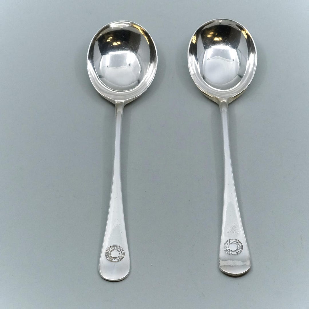 British and Commonwealth Shipping Line Silverplate Pair Soup Spoons ...