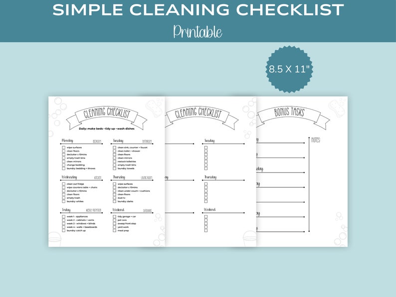 Cleaning Checklist | Printable Cleaning Checklist | Minimal Cleaning ...