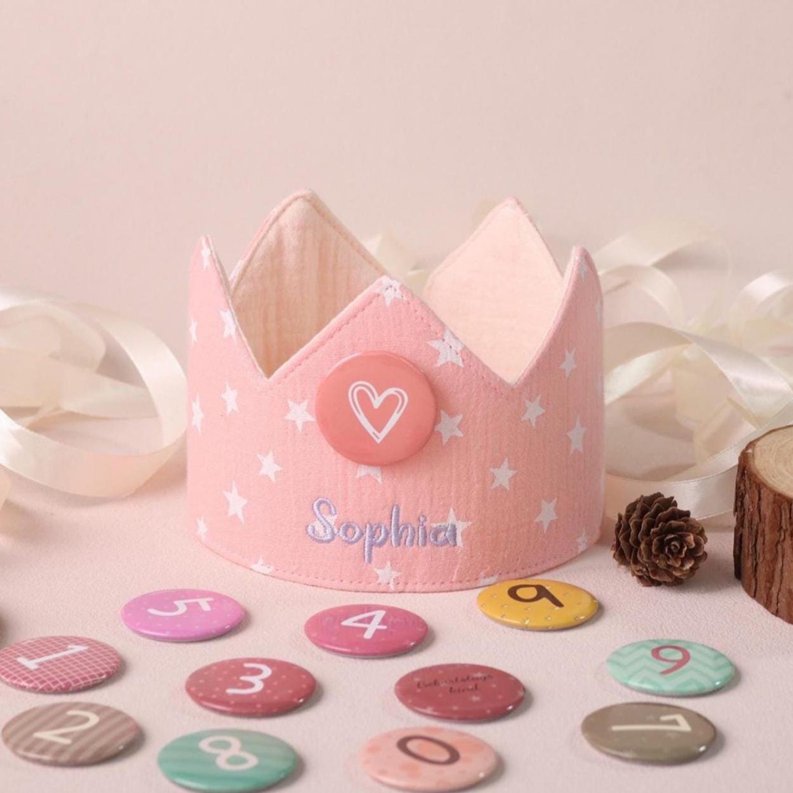 Personalized Baby Birthday Crown, Embroidered Birthday Hat for Toddler ...