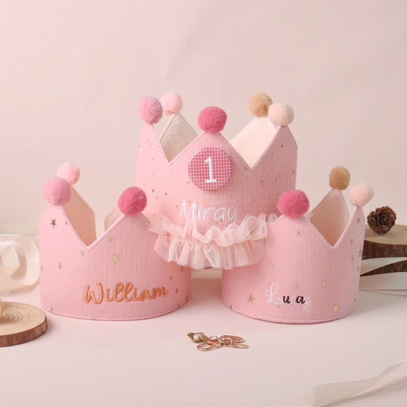 Personalized Baby Birthday Crown, Embroidered Birthday Hat for Toddler ...