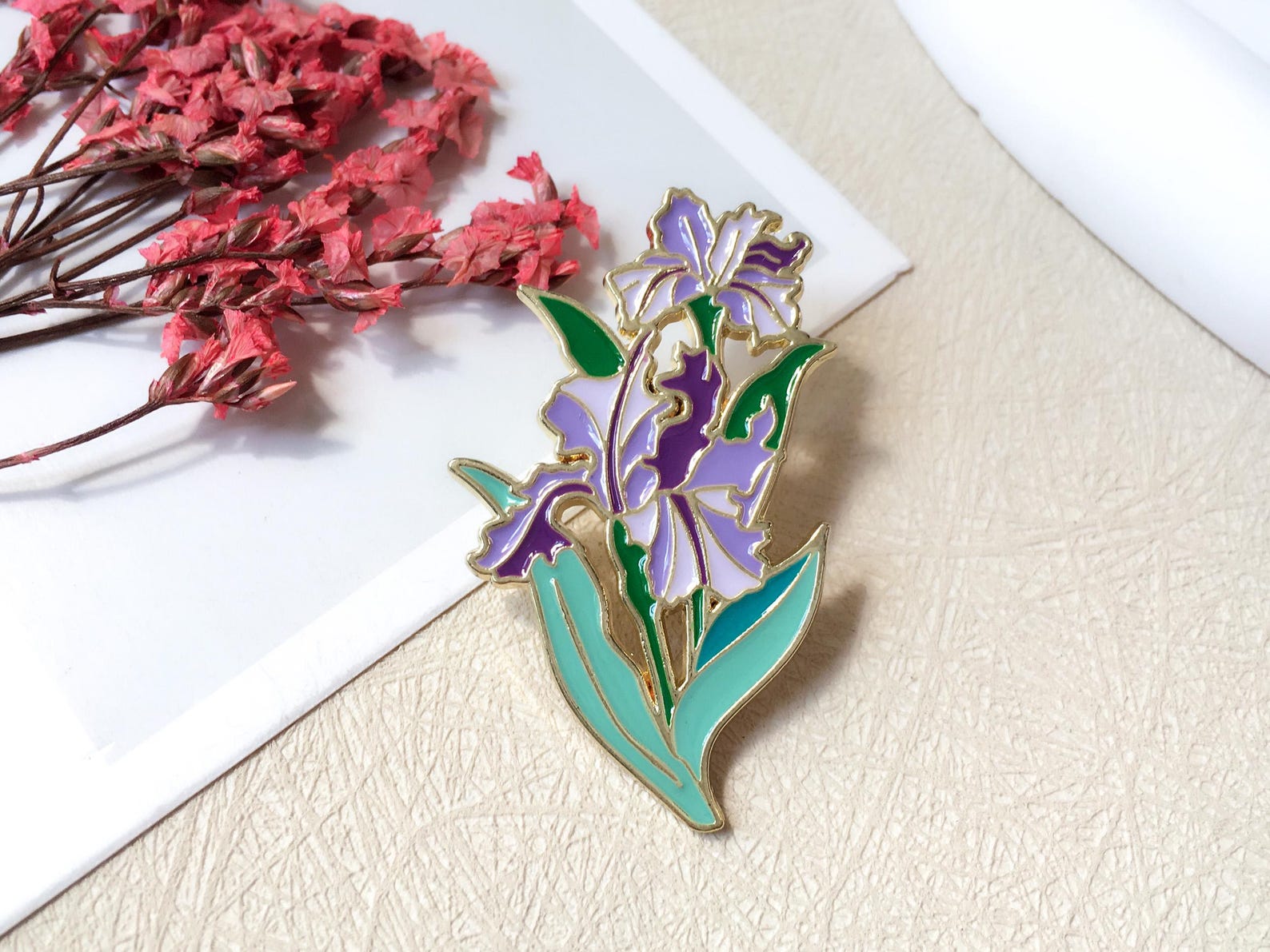 Sunflower, Iris, Lily of the Valley Enamel Pin Flowers Pin Badge Pin ...